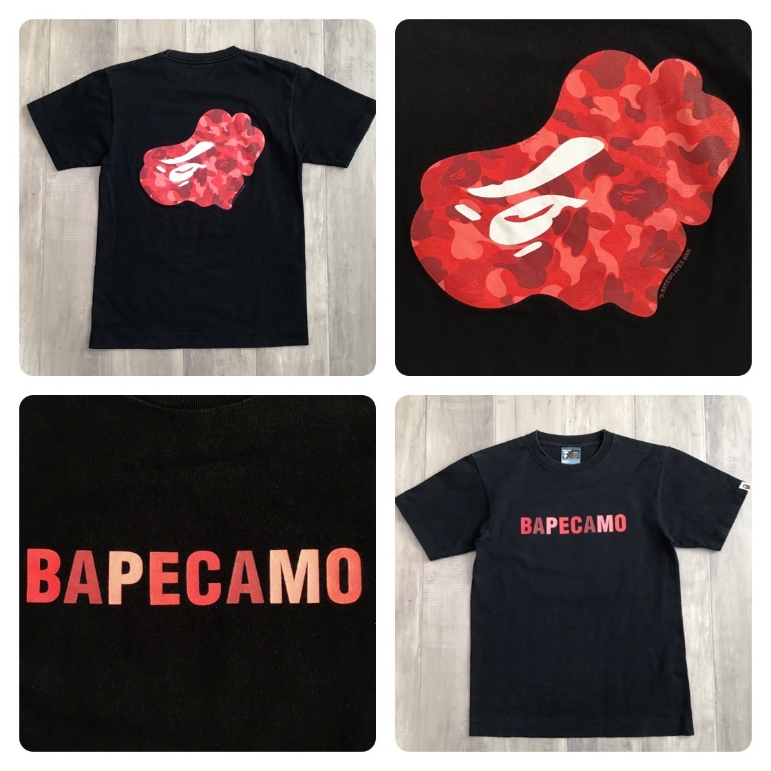 2005年 Pharrell Camo APE HEAD Tシャツ Sサイズ a bathing ape BAPE Red camo エイプ ...