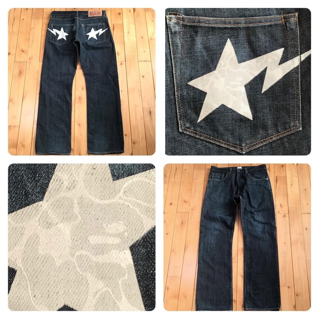 BAPE camo BAPE STA Denim Pants Mサイズ a bathing ape star デニム パンツ エイプ ベイプ ...