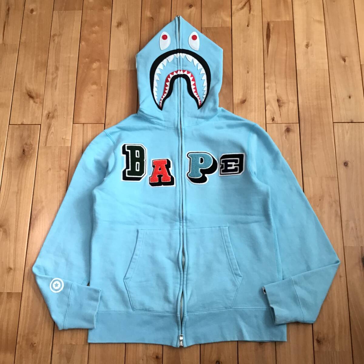 BAPE LOGO MULTI FONTS シャーク パーカー Lサイズ shark full zip hoodie a bathing ...