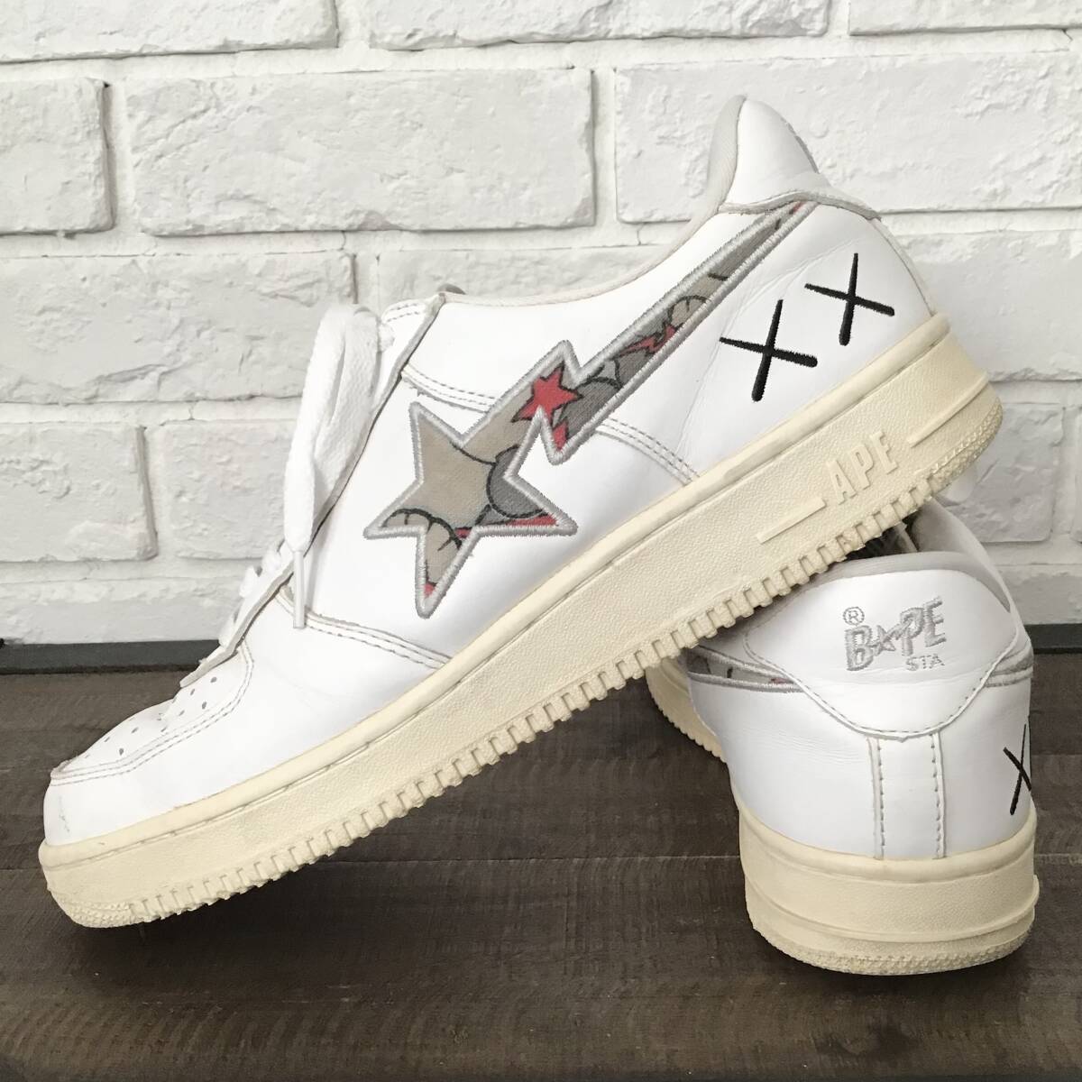 KAWS × BAPE STA レザー スニーカー 29cm a bathing ape star Skull Sta BAPESTA ...