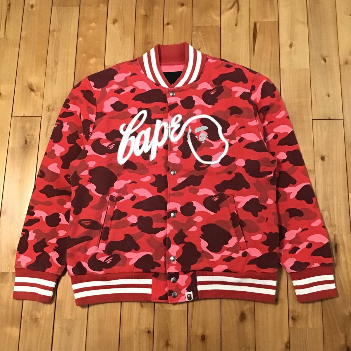 Pharrell camo スウェット スタジャン Lサイズ a bathing ape BAPE sweat varsity jacket ...