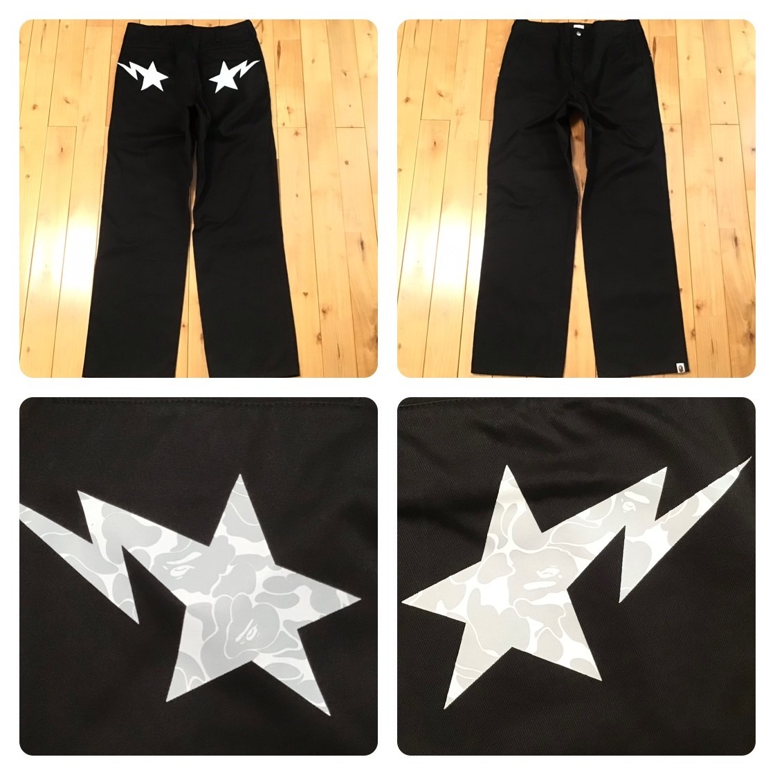 BAPE CAMO BAPE STA Black Pants Lサイズ a bathing ape star ブラック パンツ エイプ ベイプ ...