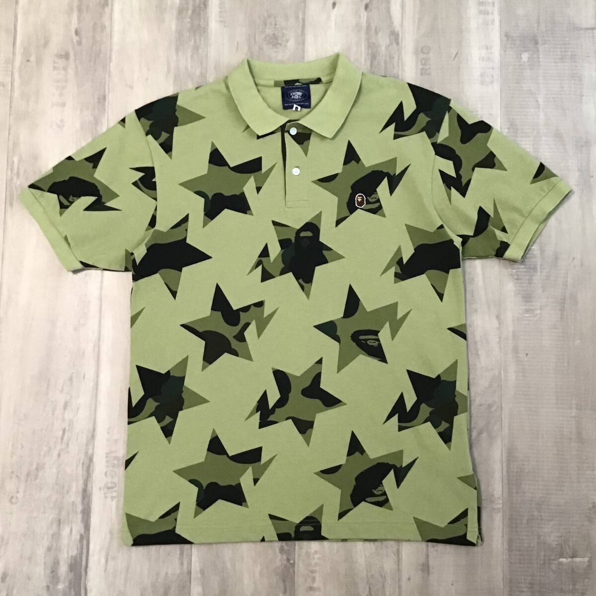 BAPE CAMO スター ポロシャツ Lサイズ a bathing ape STAR BAPE sta 1st camo エイプ ベイプ ...
