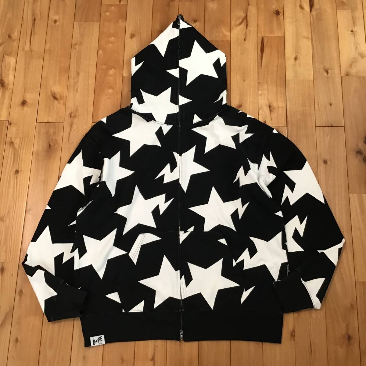 ★2XL★ BAPE スター パーカー ブラック ホワイト a bathing ape star BAPE STA full zip ...