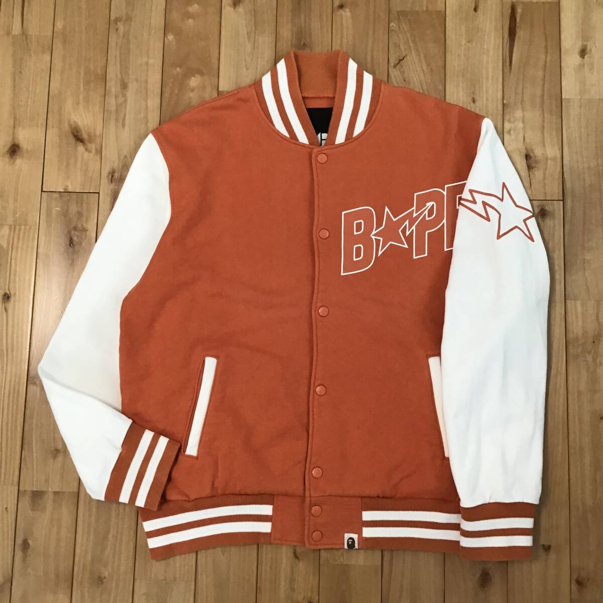 BAPE STA LOGO スウェット スタジャン Lサイズ a bathing ape star sweat varsity jacket ...