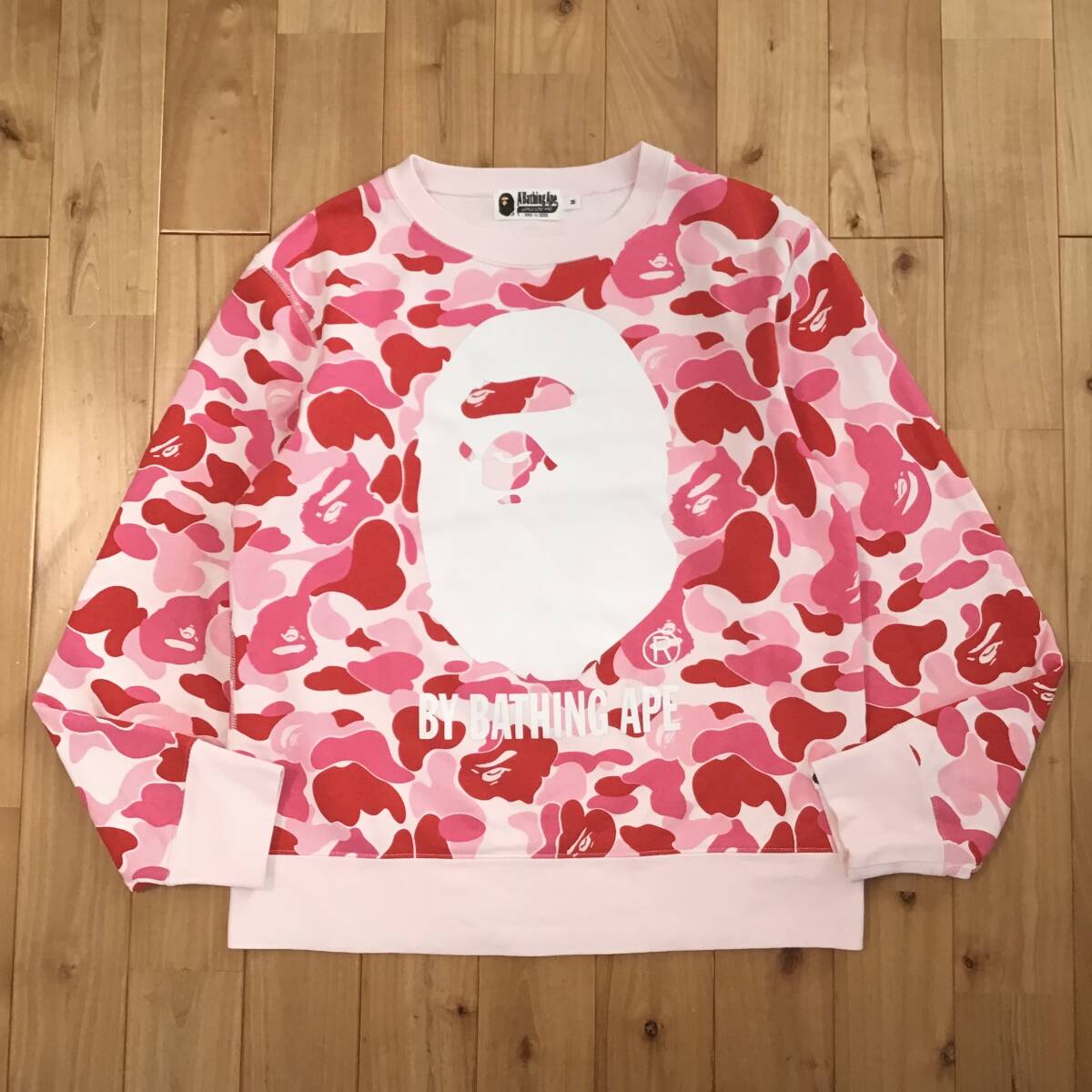 ABC camo pink APE HEAD LOGO 長袖スウェット Mサイズ a bathing ape BAPE エイプ ベイプ アベイ ...