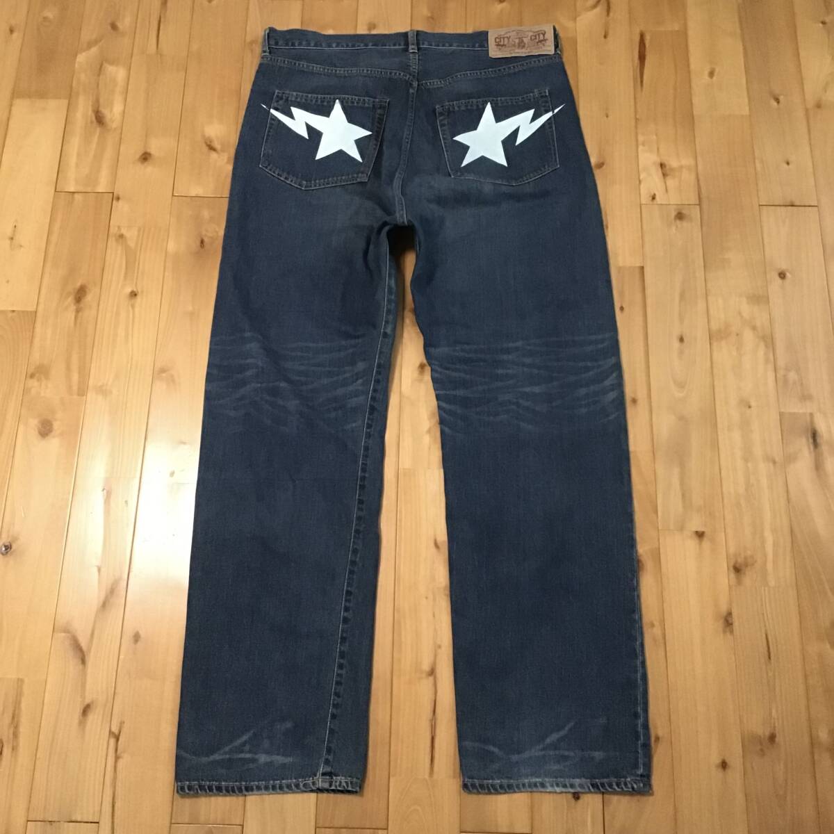 ★XL★ BAPE STA Denim Pants a bathing ape star BAPESTA デニム パンツ エイプ ベイプ ...