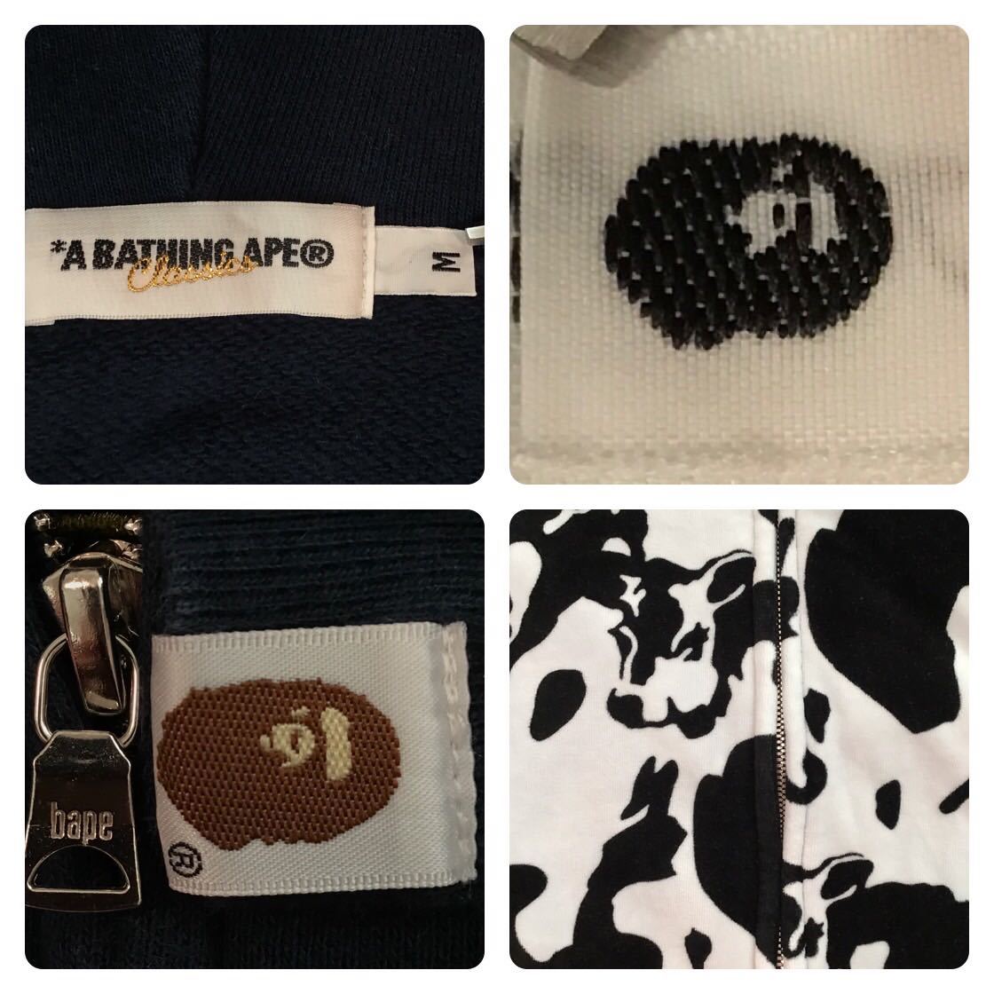 ホルスタイン パーカー Mサイズ navy Holstein full zip hoodie a bathing ape BAPE cow ...
