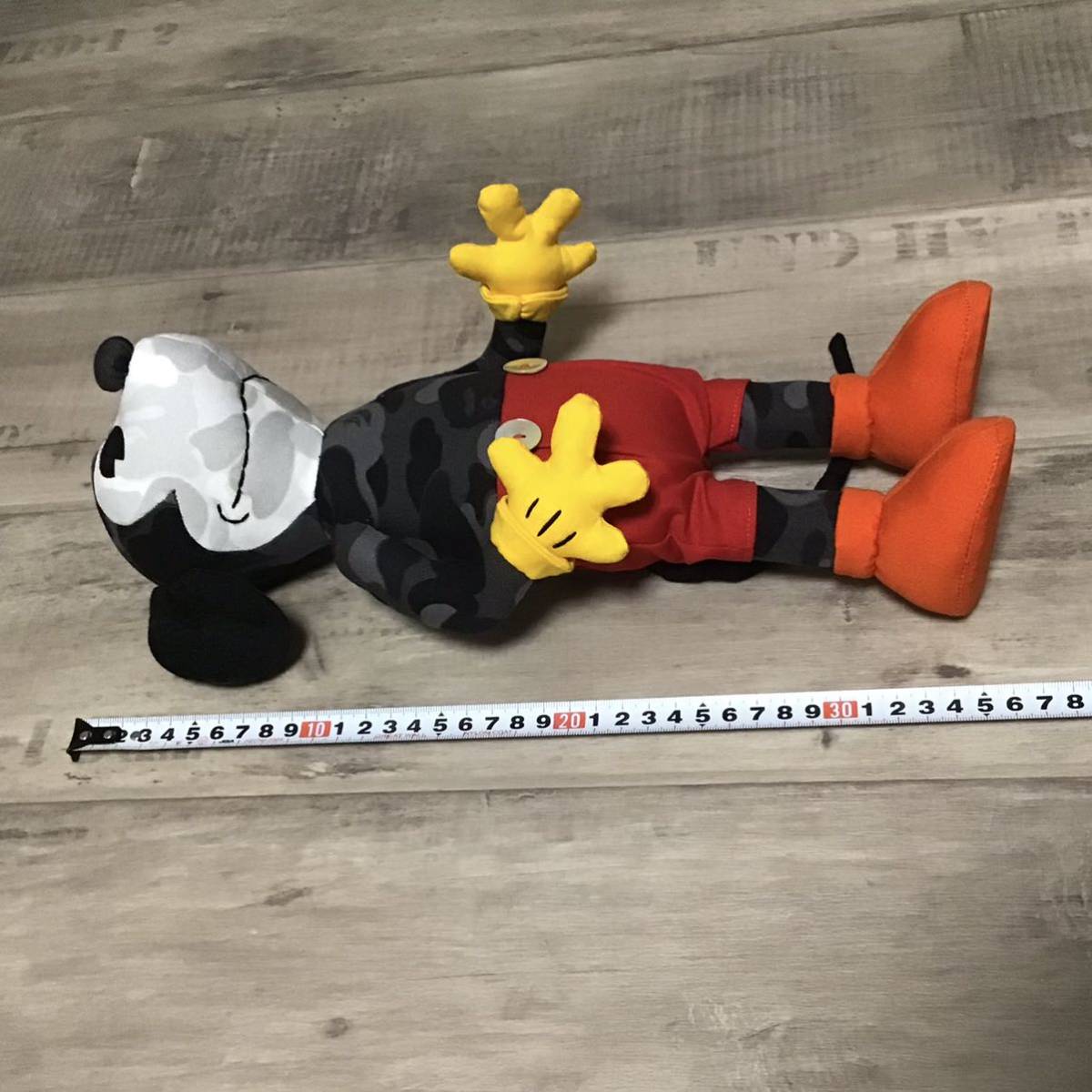 ★新品★ Disney × BAPE camo ミッキーマウス ぬいぐるみ a bathing ape mickey エイプ ベイプ アベイ ...