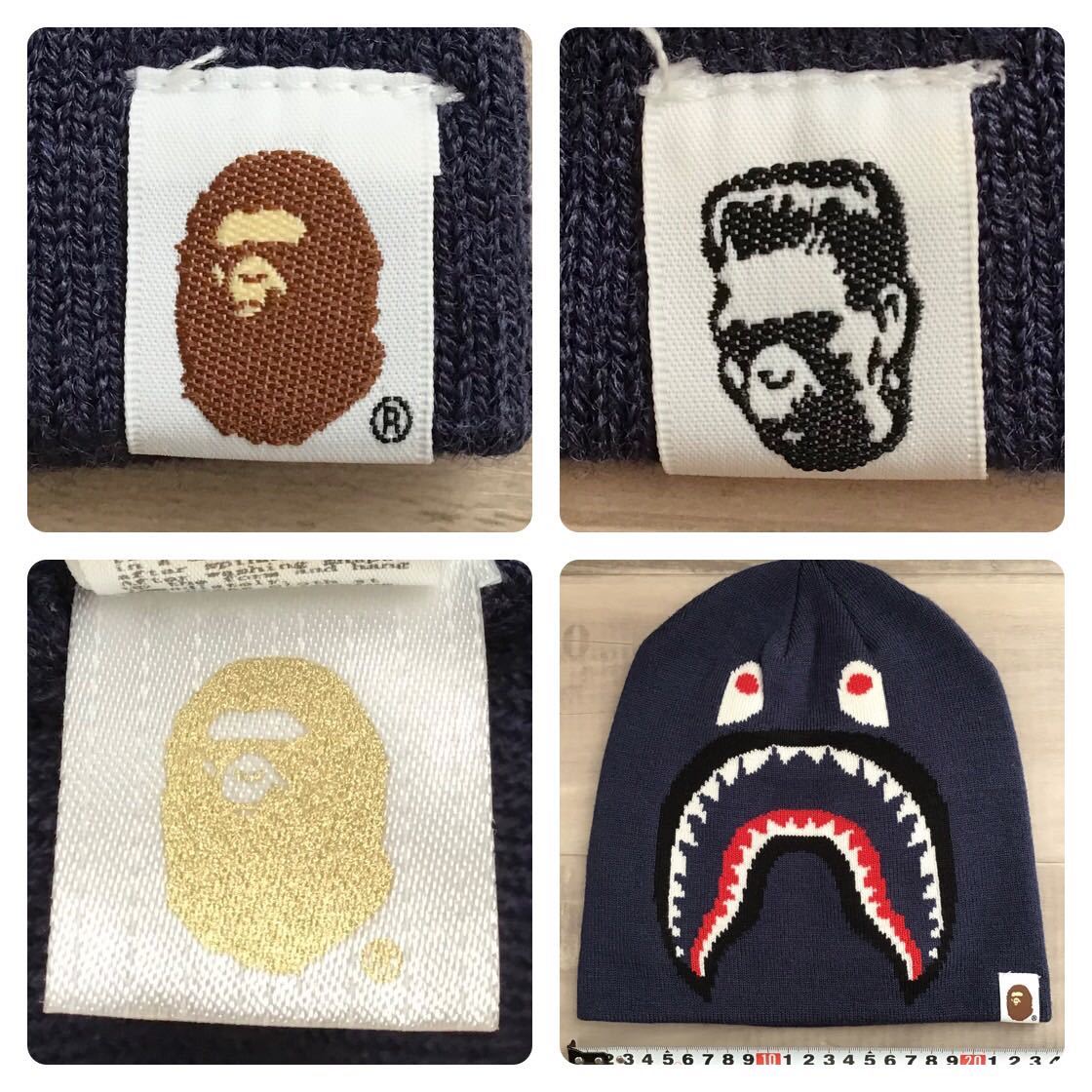 シャーク ニットキャップ NAVY a bathing ape bape shark beanie ビーニー cap エイプ ベイプ アベイ ...