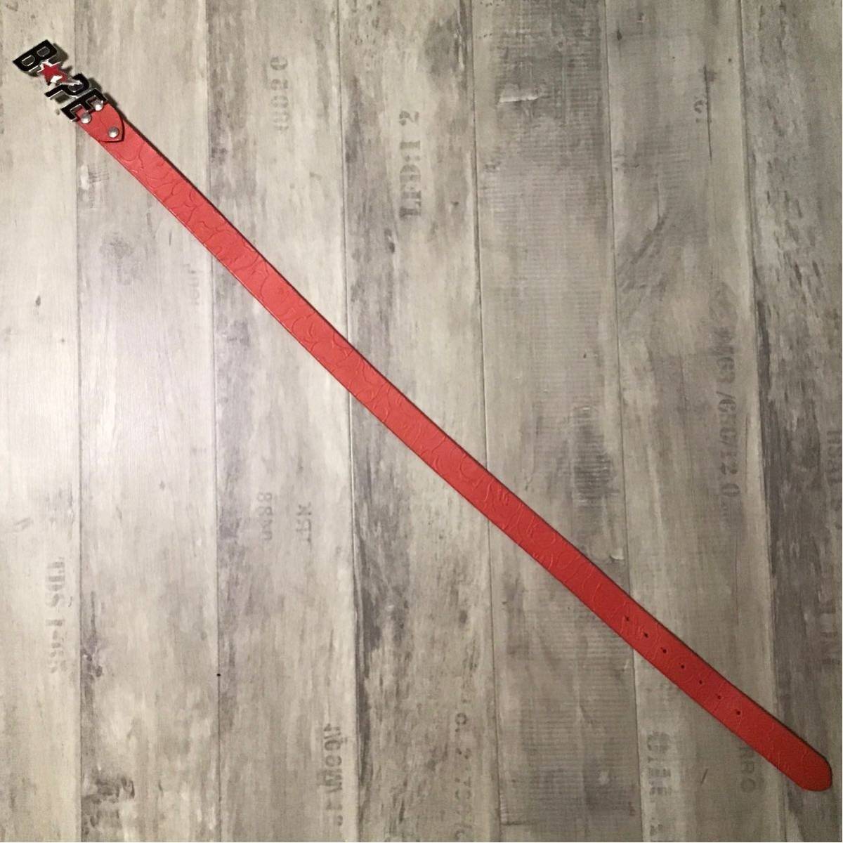 BAPE STA 型押し レザー ベルト オレンジ Lサイズ a bathing ape star leather belt エイプ ベイプ ...