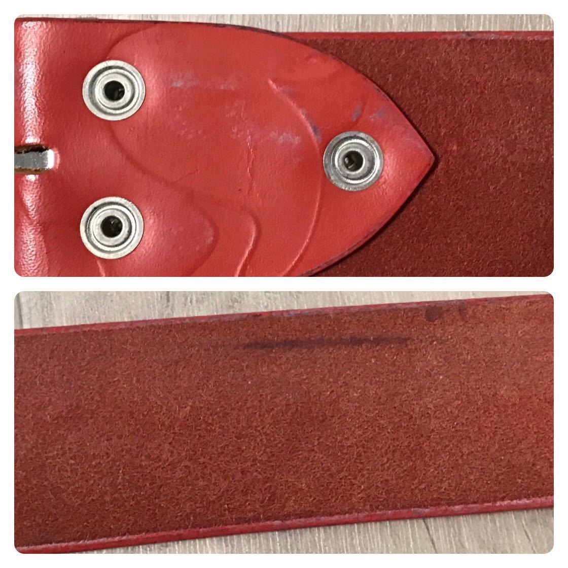 BAPE STA 型押し レザー ベルト オレンジ Lサイズ a bathing ape star leather belt エイプ ベイプ ...