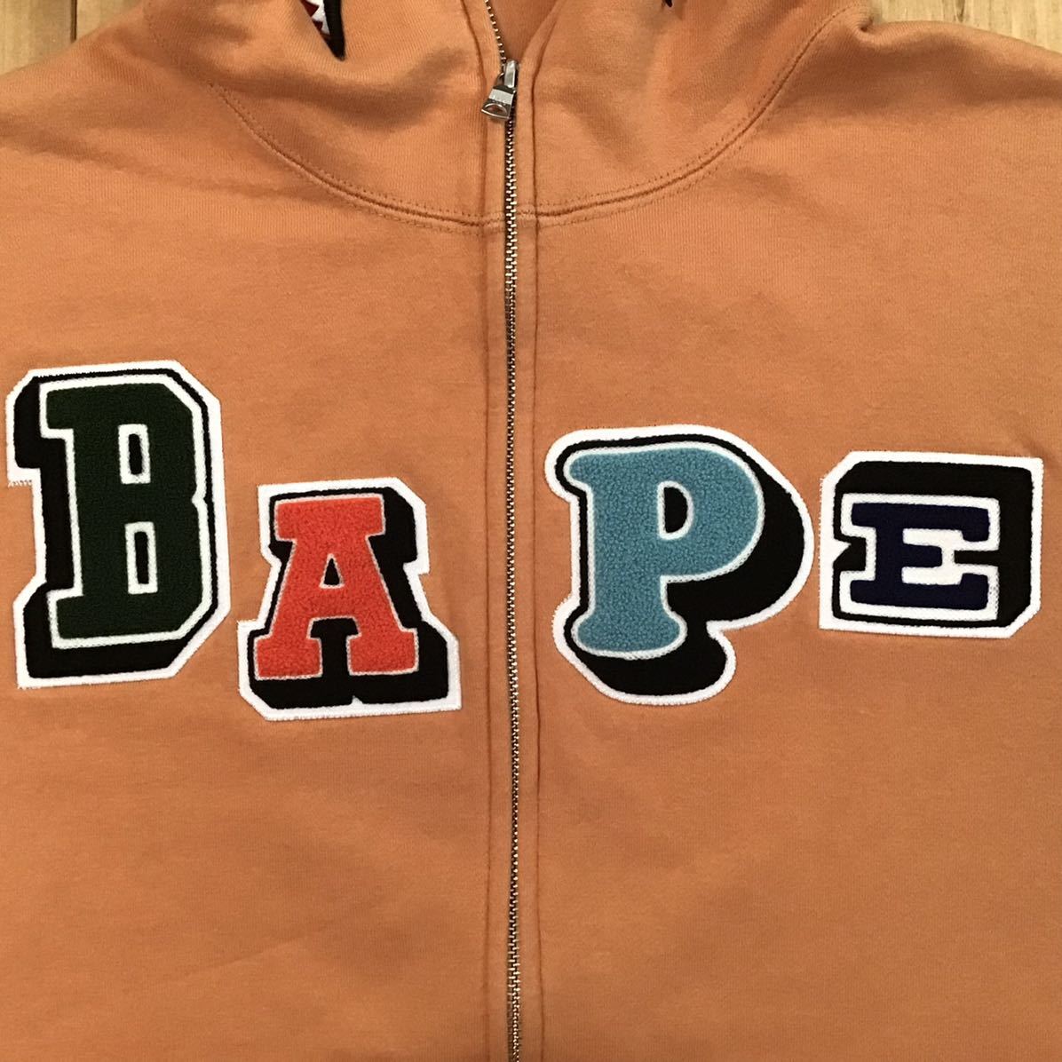 ★2XL★ BAPE logo multi fonts シャーク パーカー orenge shark full zip hoodie a ...