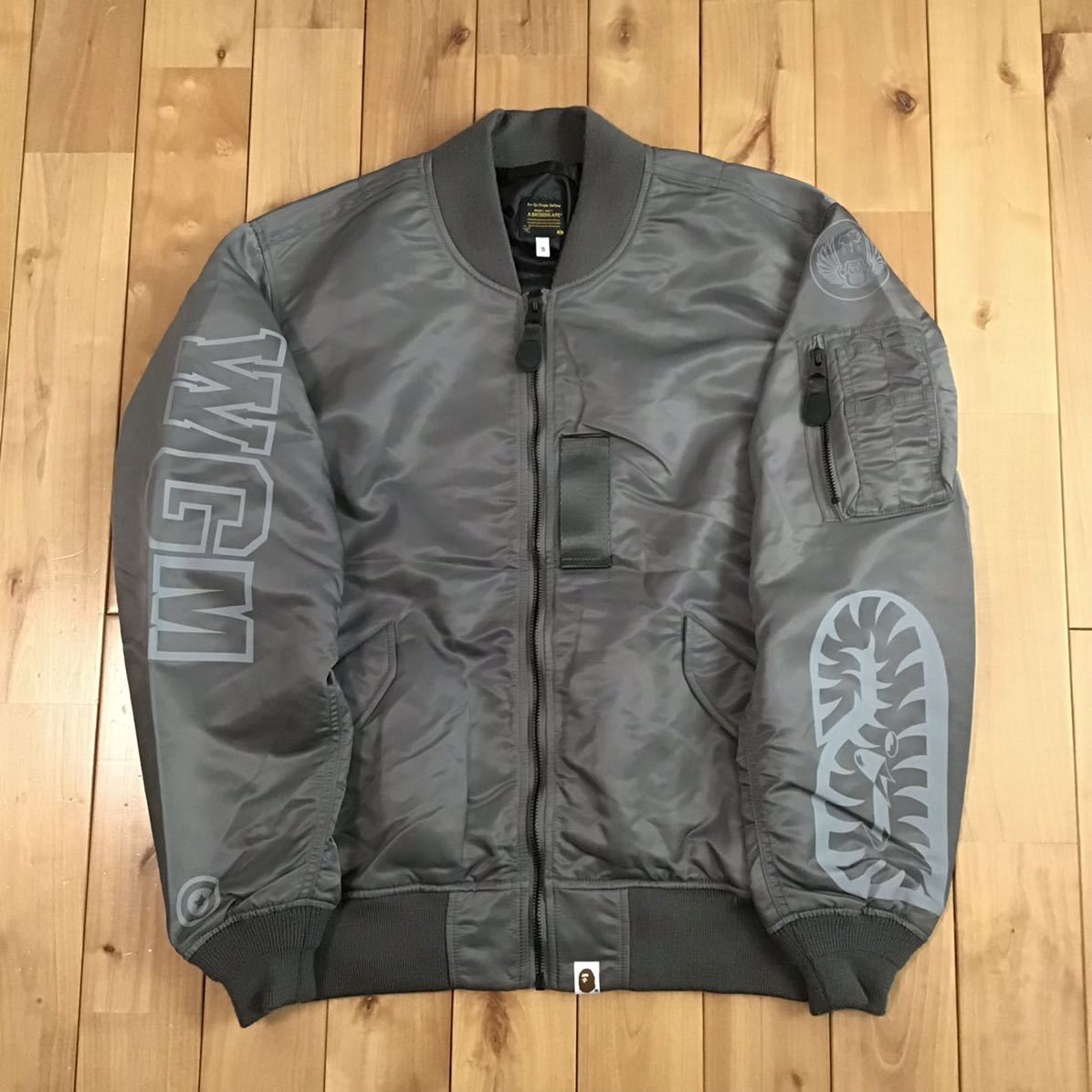 SHARK MA-1 bomber jacket Sサイズ グレー a bathing ape BAPE シャーク フライト ジャケット ...
