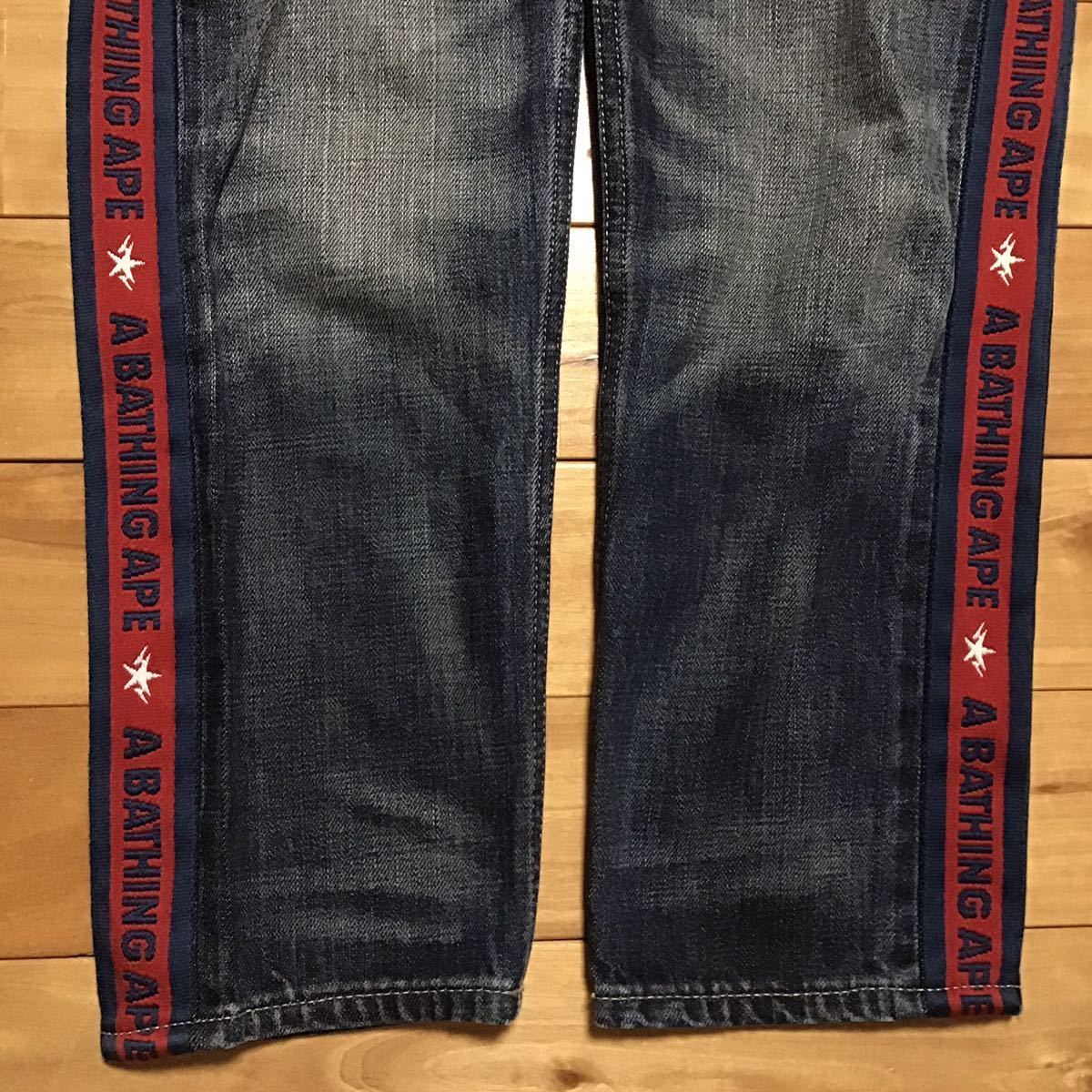 BAPE LOGO Slim Fit Denim Pants Sサイズ a bathing ape BAPE STA STAR デニム エイプ ベイプ アベイシングエイプ スター w616 ...