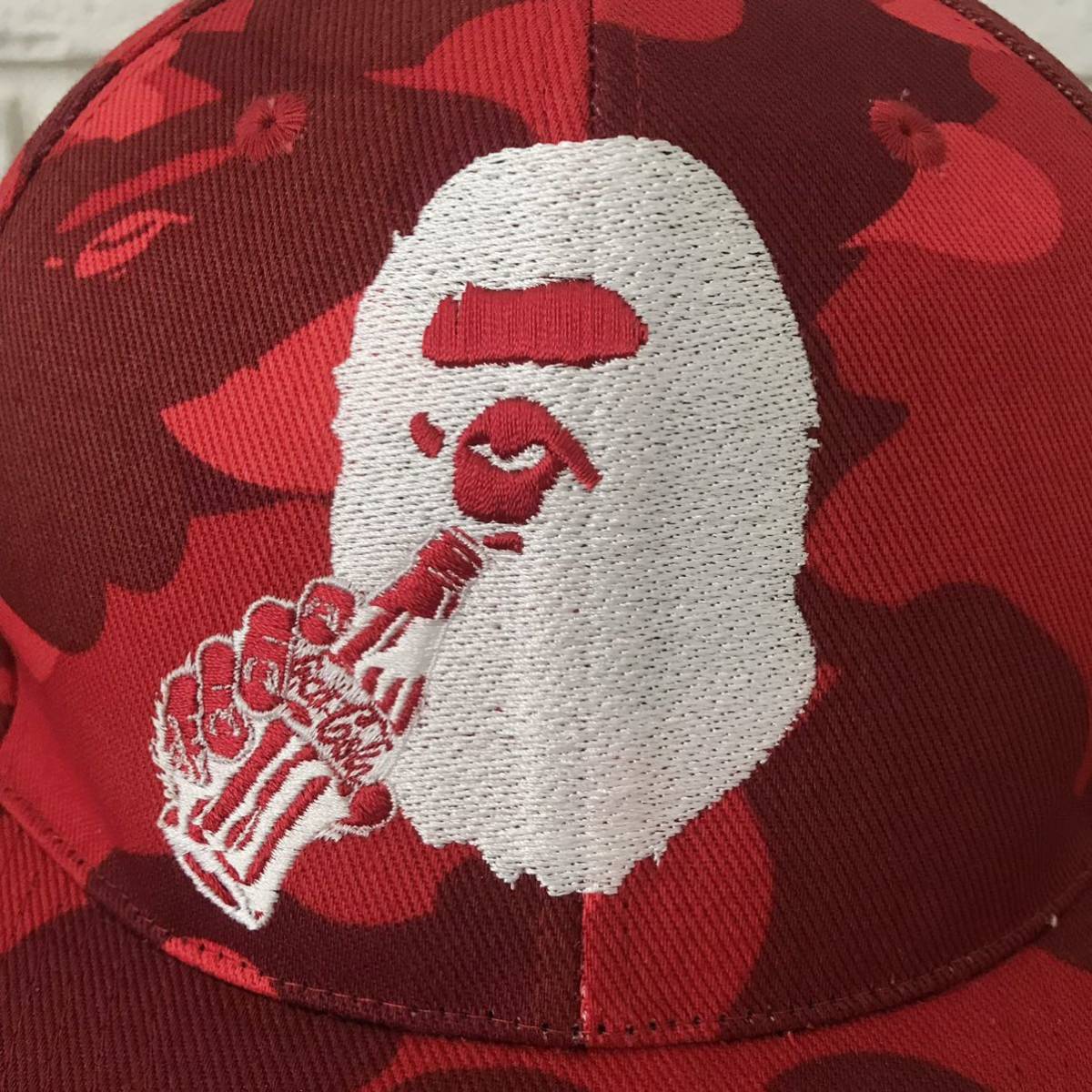 Coca cola × BAPE Red camo スナップバック キャップ a bathing ape cap hat エイプ ベイプ ...