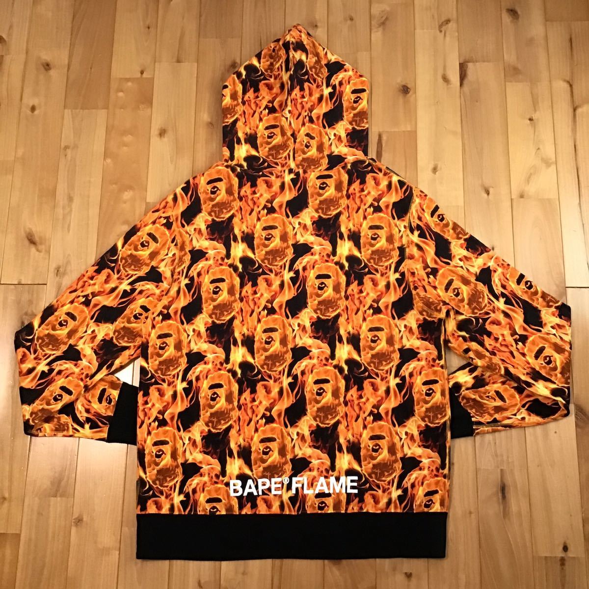 ★XL★ BAPE FLAME フルジップ パーカー a bathing ape BAPE fire full zip hoodie エイプ ...