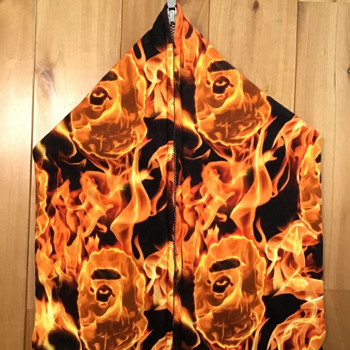 ★XL★ BAPE FLAME フルジップ パーカー a bathing ape BAPE fire full zip hoodie エイプ ...