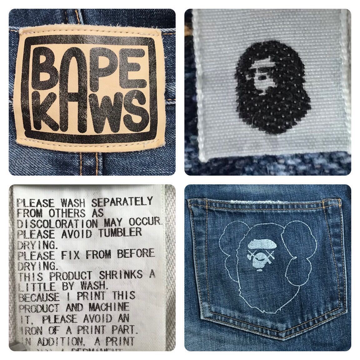 KAWS × BAPE デニム パンツ Mサイズ a bathing ape denim pants カウズ エイプ ベイプ アベイシング ...
