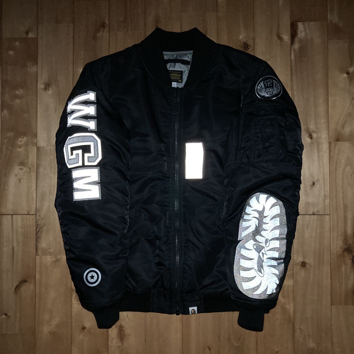REFLECTOR SHARK MA-1 bomber jacket Sサイズ black a bathing ape BAPE エイプ ベ ...