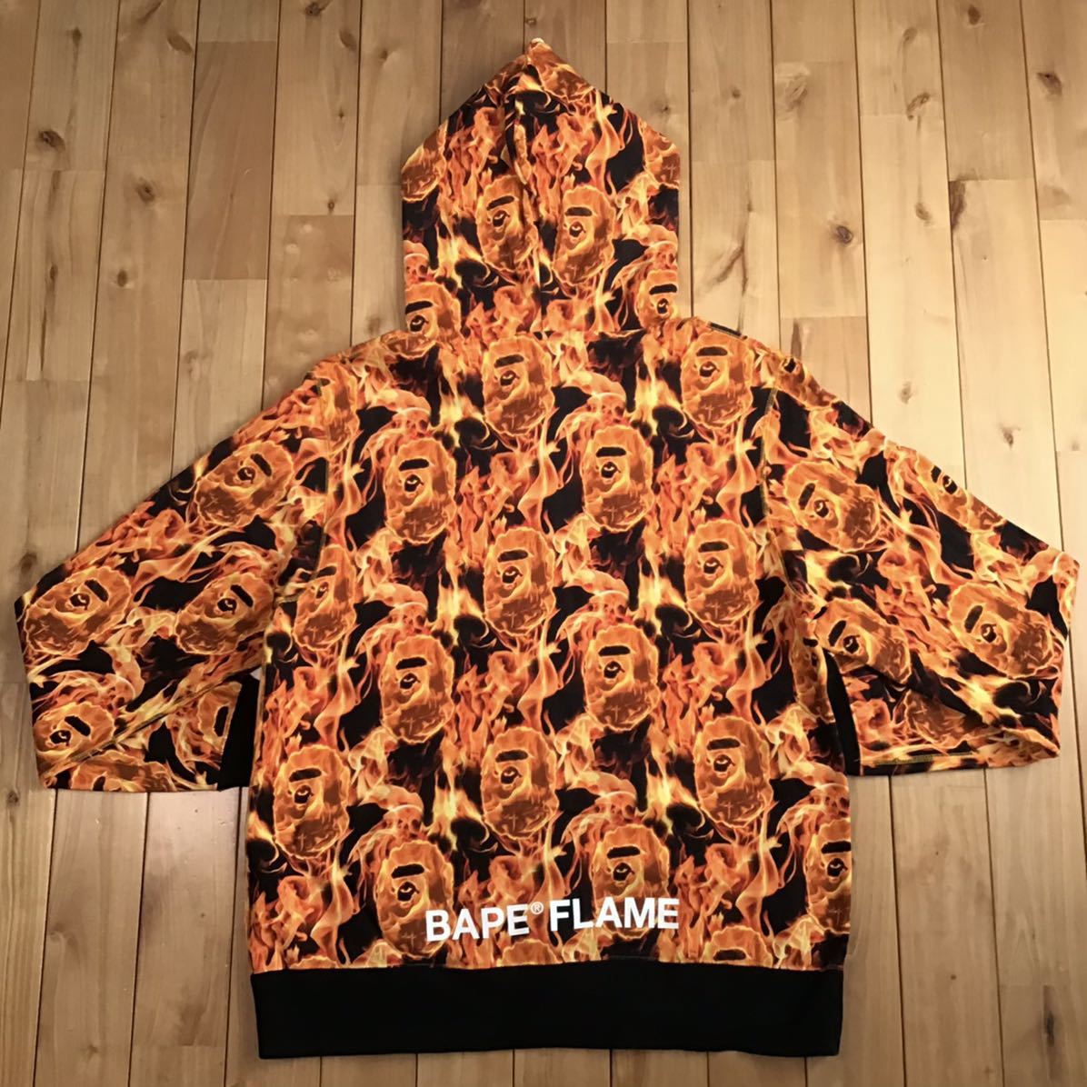 ★XL★ BAPE FLAME フルジップ パーカー a bathing ape BAPE fire full zip hoodie エイプ ...