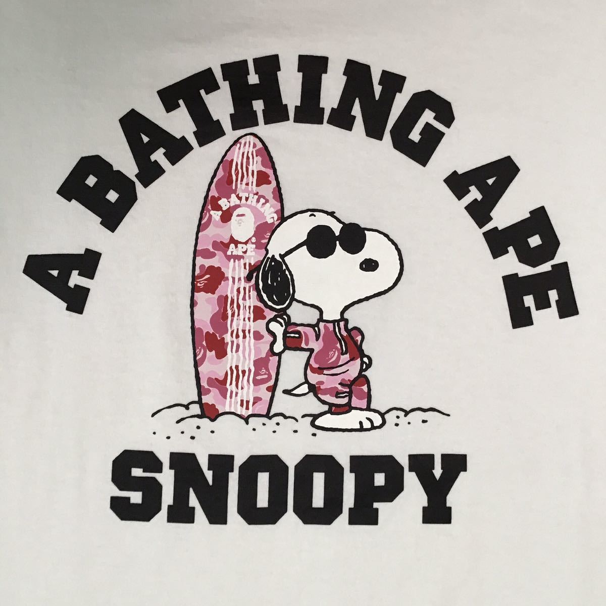 SNOOPY × BAPE ABC camo pink サーフボード Tシャツ Mサイズ a bathing ape スヌーピー peanuts エイプ ベイプ 迷彩 ABCカモ ピンク ...