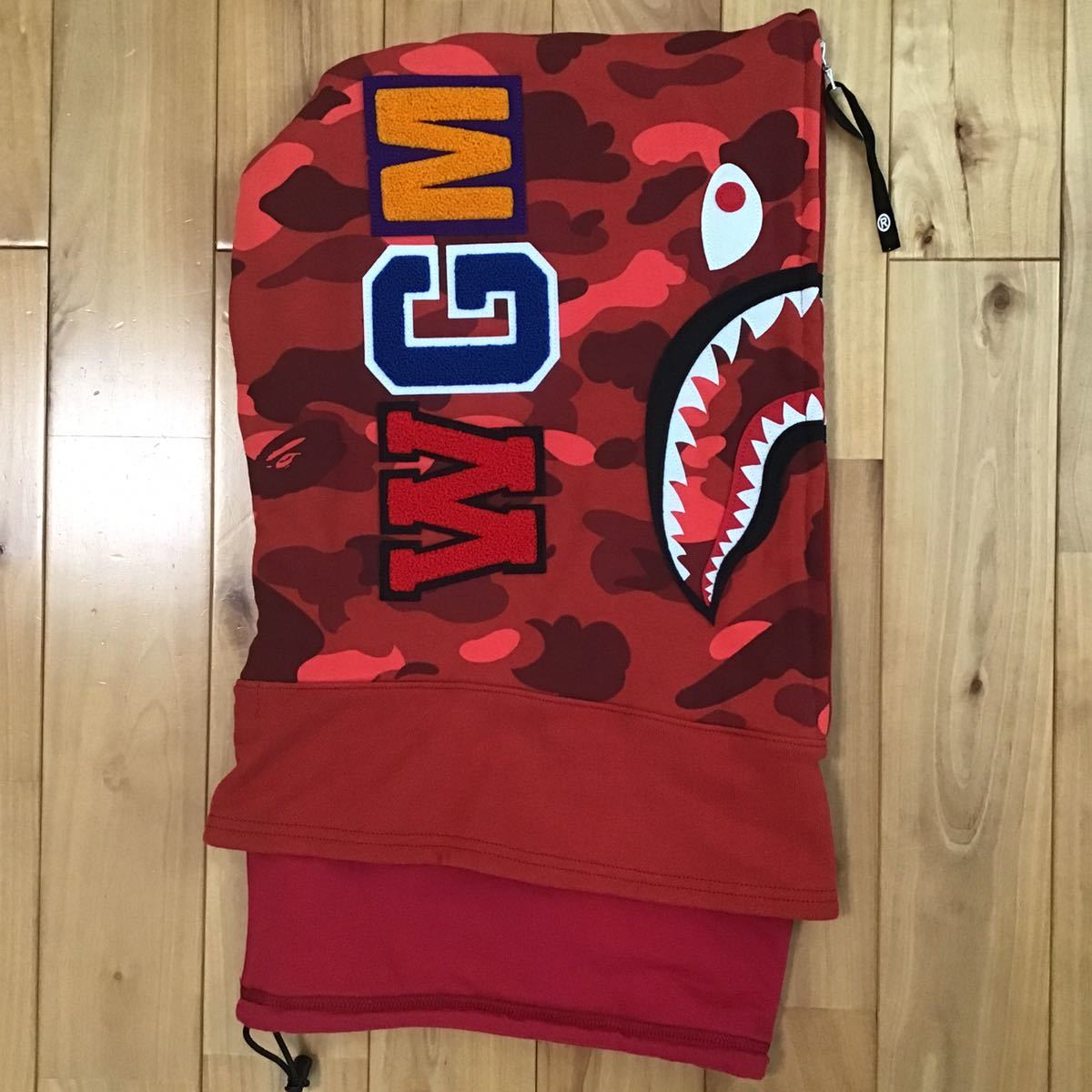 ★新品★ shark hoodie ネックウォーマー red camo a bathing ape bape シャーク パーカー face ...