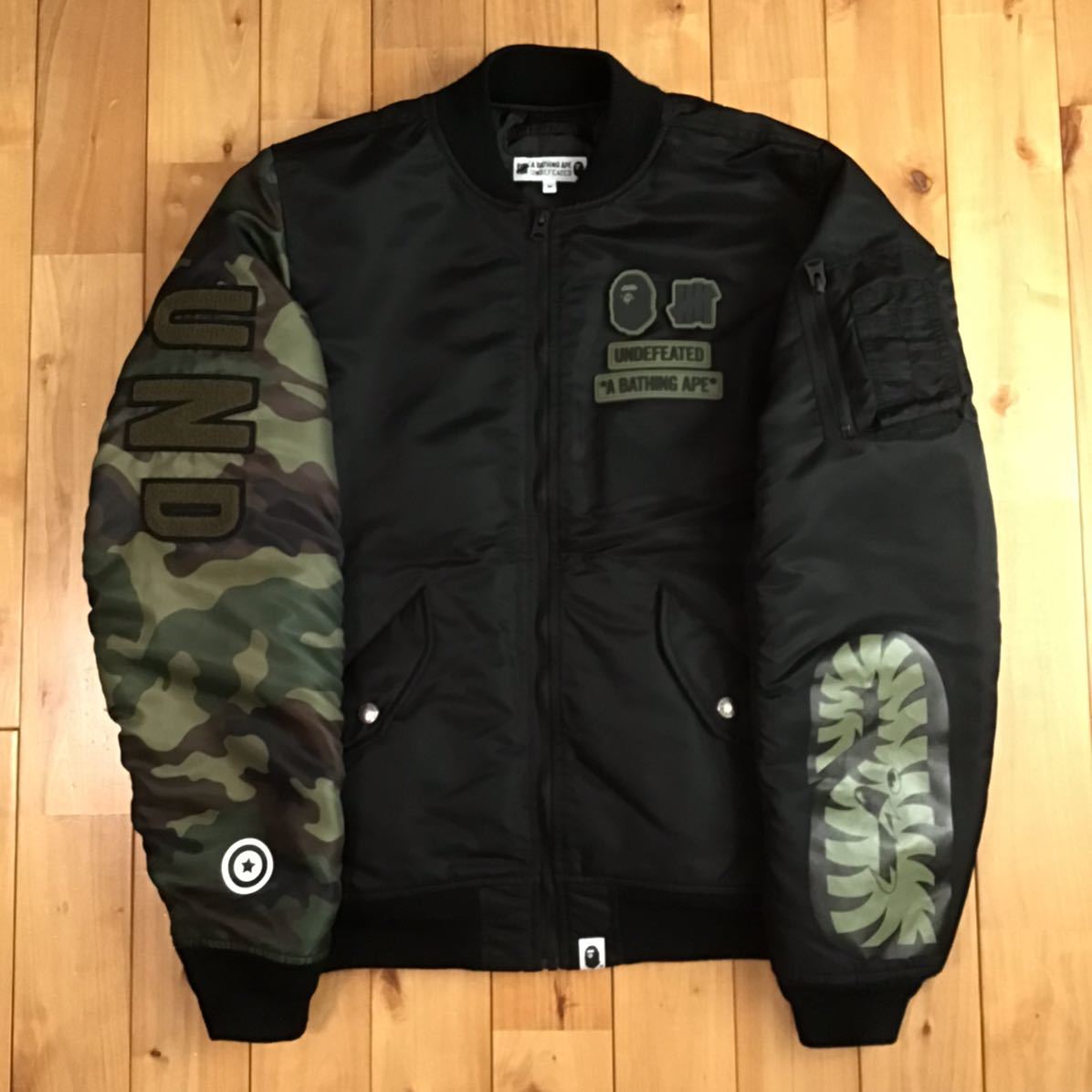 Undefeated × BAPE shark MA-1 bomber jacket Mサイズ a bathing ape BAPE エイプ ...