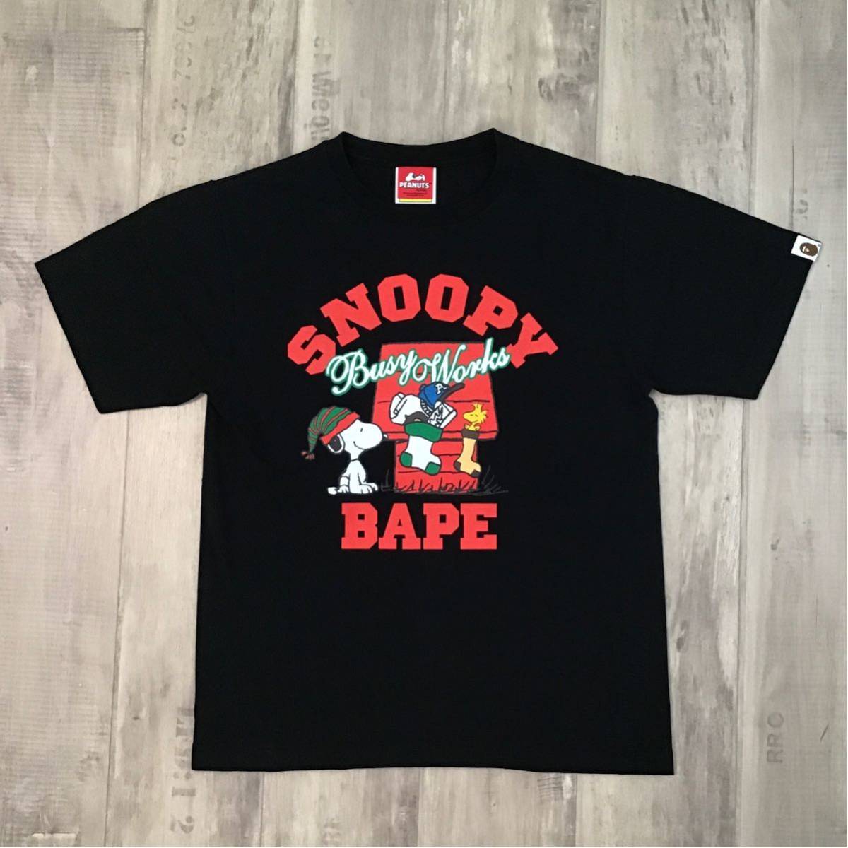 SNOOPY × BAPE Tシャツ Sサイズ black a bathing ape bape スヌーピー ピーナッツ peanuts エイプ ベイプ アベイシングエイプ nhi2 ...