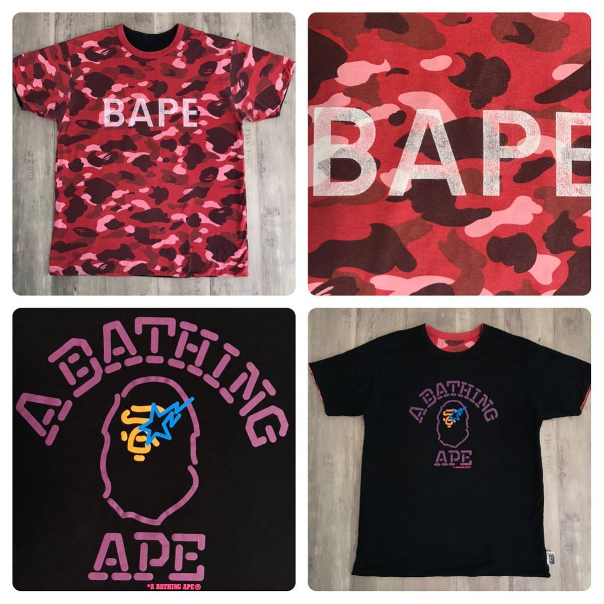 ★リバーシブル★ pharrell camo ネオン カレッジロゴ Tシャツ Lサイズ reversible neon college ...