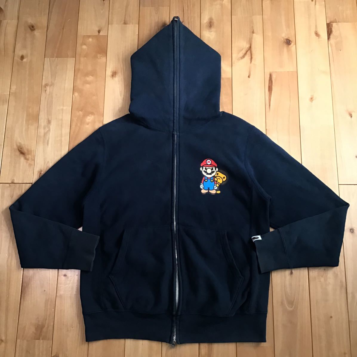 Nintendo × BAPE マリオ マイロ フルジップ パーカー Sサイズ NAVY a bathing ape full zip ...