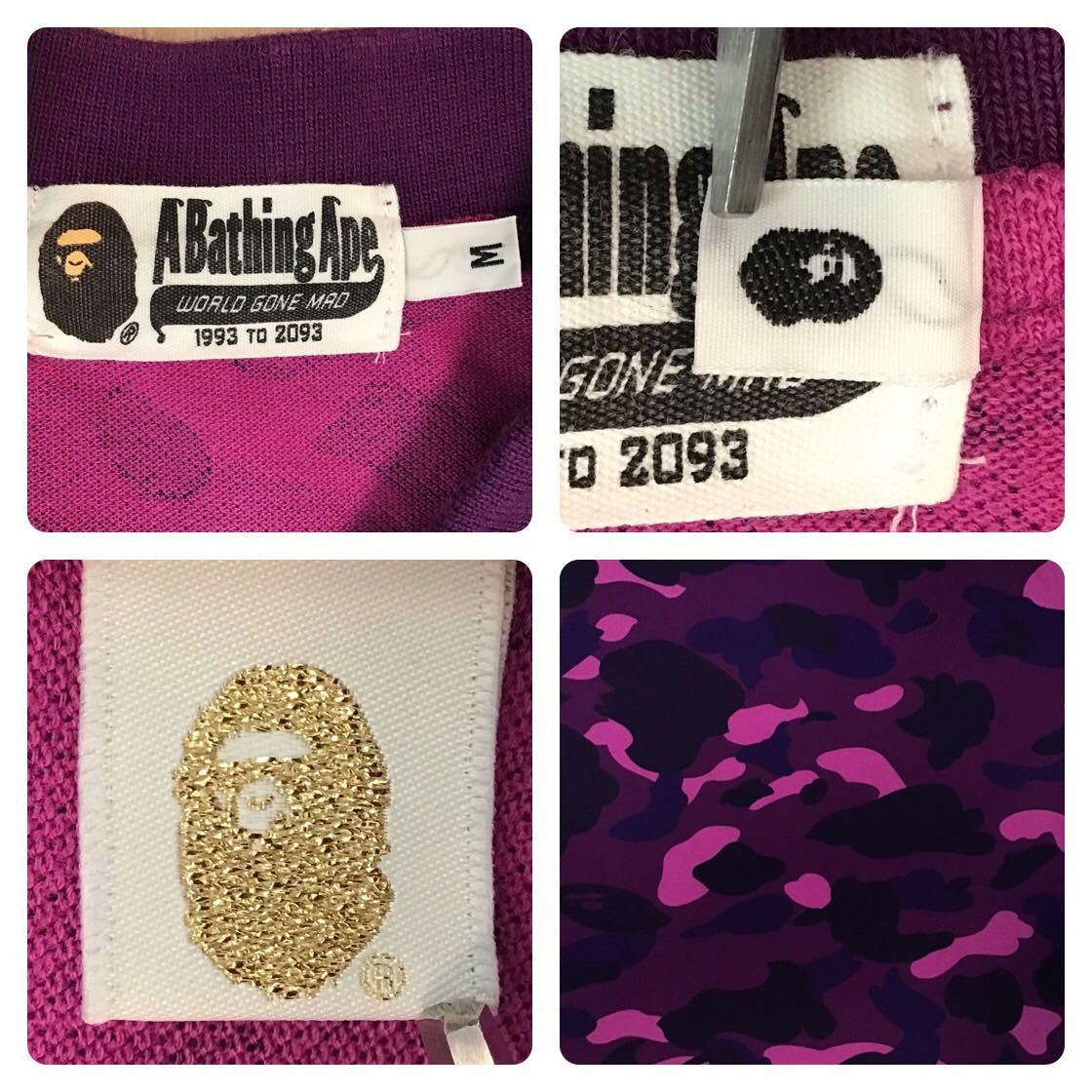 Purple camo APE HEAD LOGO ポロシャツ Mサイズ a bathing ape BAPE エイプ ベイプ アベイシングエイプ 迷彩 polo shirt d975 ...