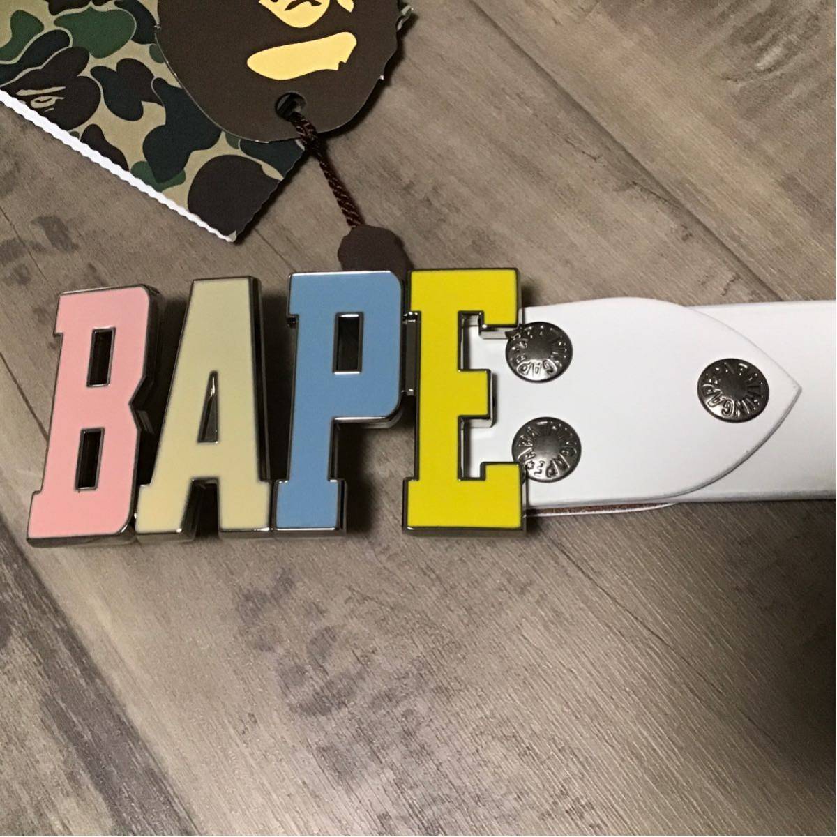★新品★ マルチカラー レザー ベルト a bathing ape leather belt エイプ ベイプ cotton candy ...