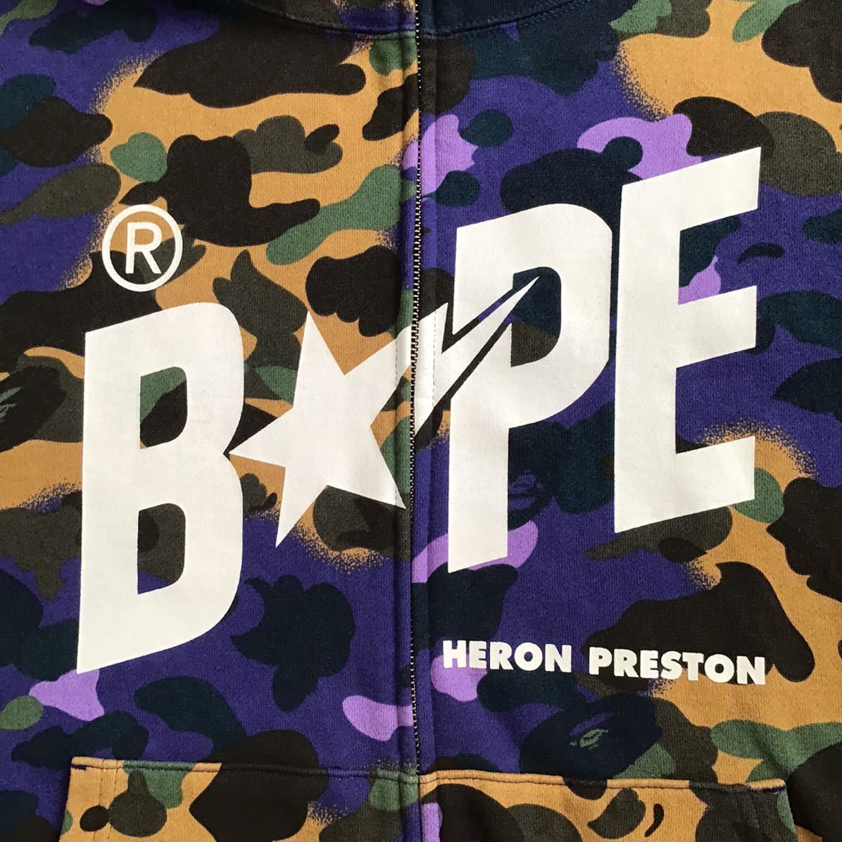 ★XL★ HERON PRESTON × BAPE camo シャーク パーカー shark full zip hoodie a ...