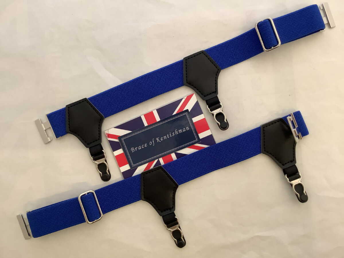 WグリップソックサスペンダーBrace of Kentishman謹製 ソックガーター 殿方用靴下吊 ロイヤルブルーB070｜Brace of Kentishman公式通販