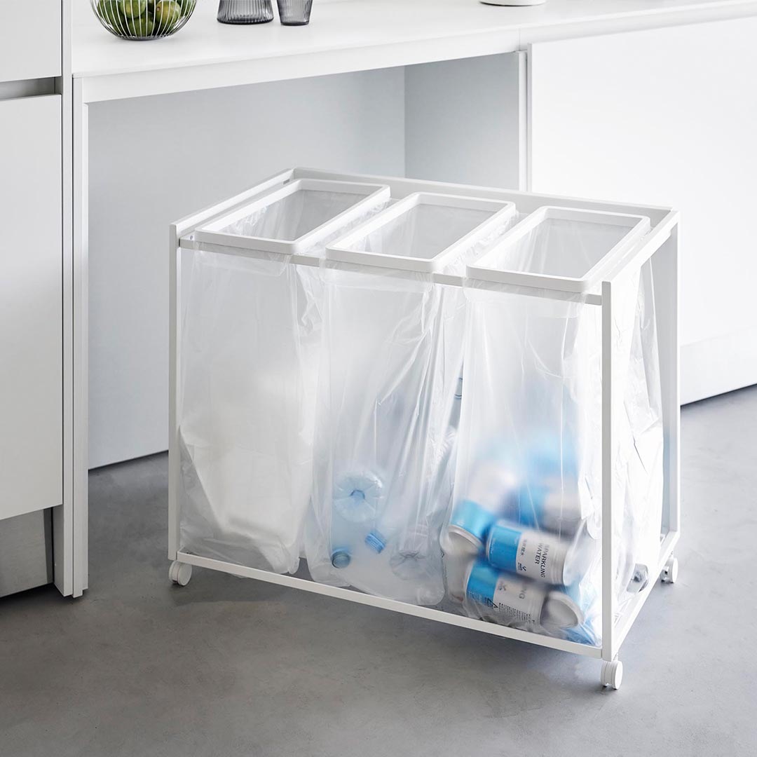 【お取り寄せ】山崎実業 tower 目隠し分別ダストワゴン45L 3分別 ホワイト/ブラック 収納/ごみ箱/キッチン|山崎実業 - tower 目隠し分別ダストワゴン |北欧雑貨＆インテリアの ...