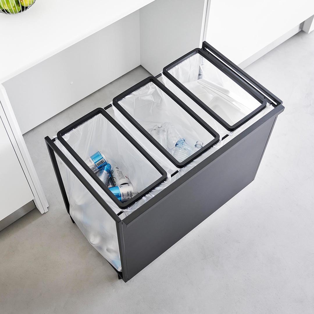 【お取り寄せ】山崎実業 tower 目隠し分別ダストワゴン45L 3分別 ホワイト/ブラック 収納/ごみ箱/キッチン|山崎実業 - tower 目隠し分別ダストワゴン |北欧雑貨＆インテリアの ...