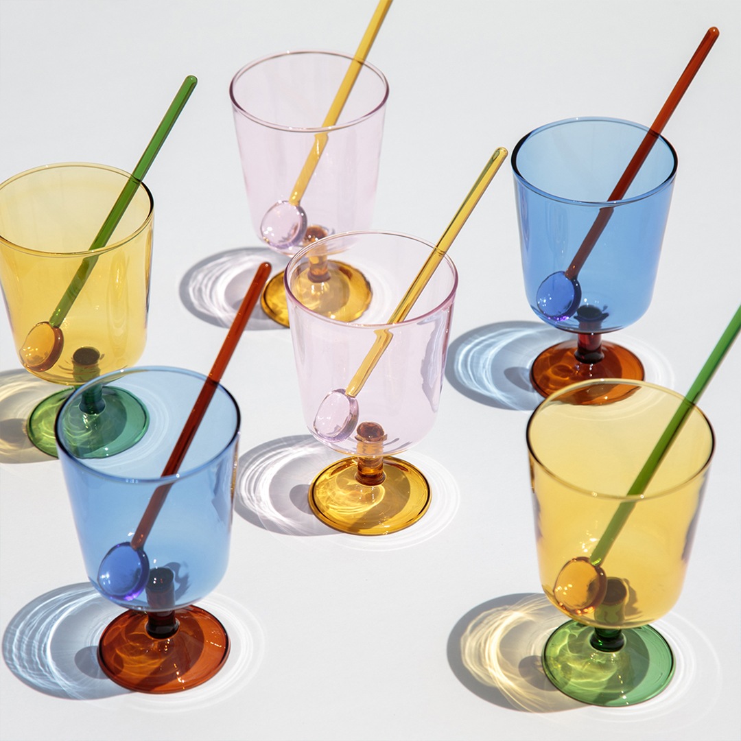 La Magiee (ラ・マジー) ゴブレット ブルー/イエロー/ピンク ガラス食器/耐熱/グラス/デザートカップ| Two-tone Color Glassware |北欧雑貨＆インテリアの ...