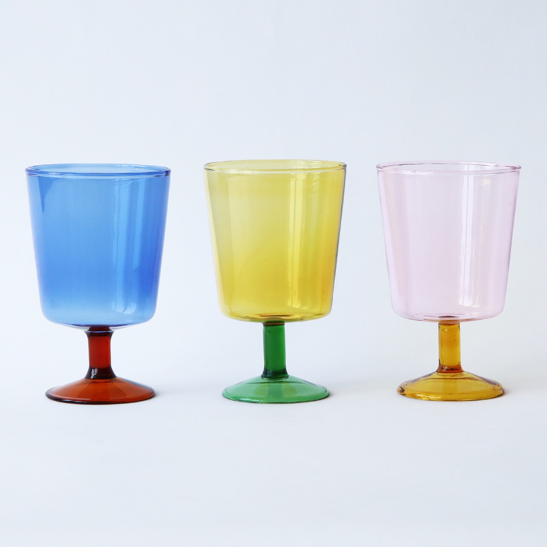 La Magiee (ラ・マジー) ゴブレット ブルー/イエロー/ピンク ガラス食器/耐熱/グラス/デザートカップ| Two-tone Color Glassware |北欧雑貨＆インテリアの ...