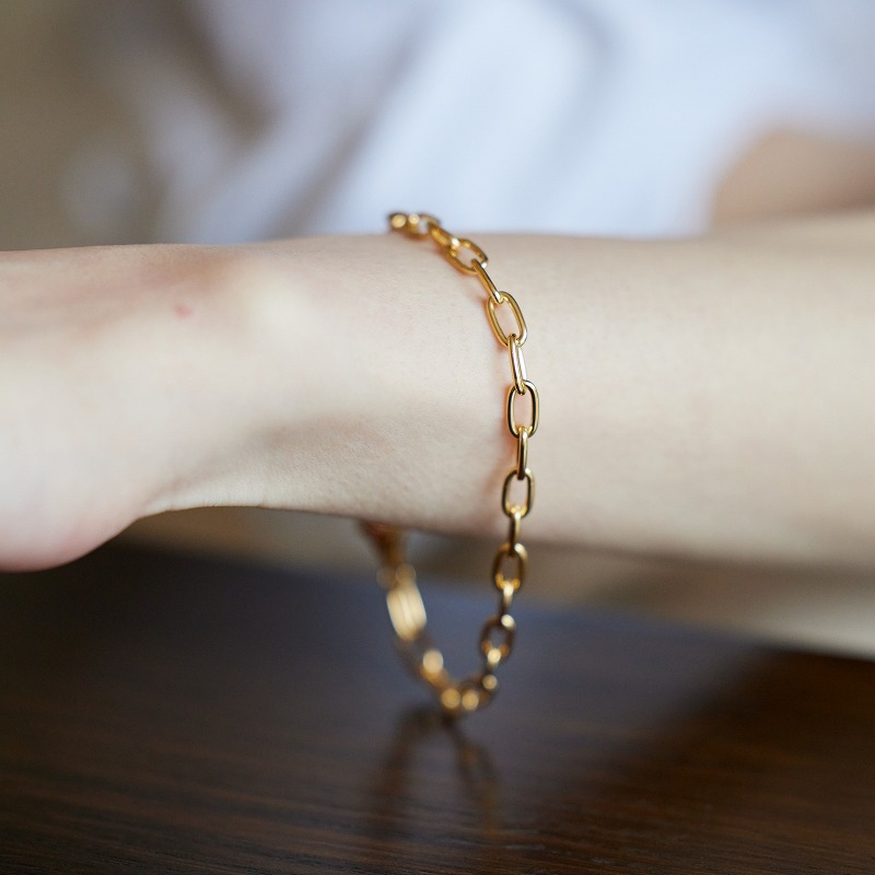 チェーンブレスレット 約20cm 4.6mm ラウンド 丸線 シルバー925 18Kイエローゴールドコーティング ｜自由が丘COUGUE（クーゲ）