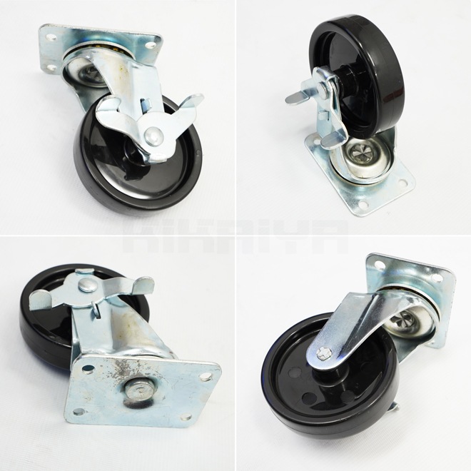 自在キャスター ナイロン車輪 ブレーキ付き 2個セット 100mm 取付穴ピッチ76×44mm ノーパンクタイヤ DIY 台車 キャスター KIKAIYA | 台車,車輪 キャスター ...