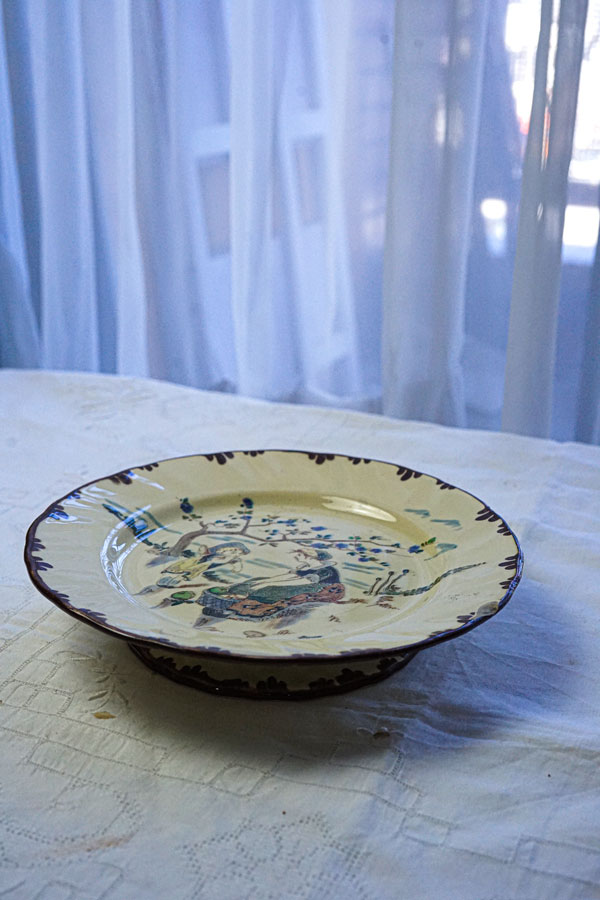 クレイユモントローCreil MontereauのAntoine Albert Richard Froment Richard絵皿コンポティエ ...