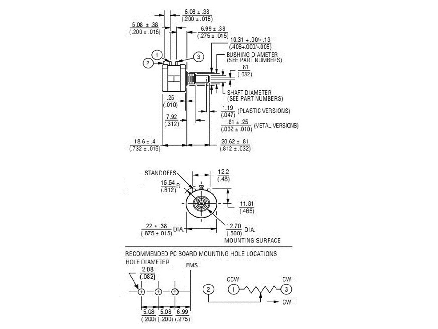 BOURNS 501 500Ω ヘリカルポテンショメータ 3590S-2-501L - 電子パーツ通販のKURA 本店 - KURA-PARTS