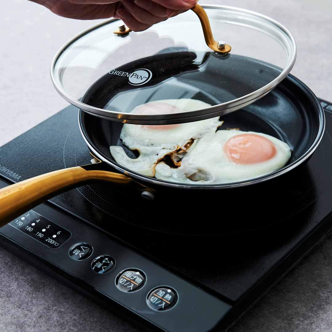 【GREENPAN】 ステンレスガラス蓋(ハンドル：ゴールド) 20cm｜キッチン用品｜kurasso（クラッソ）