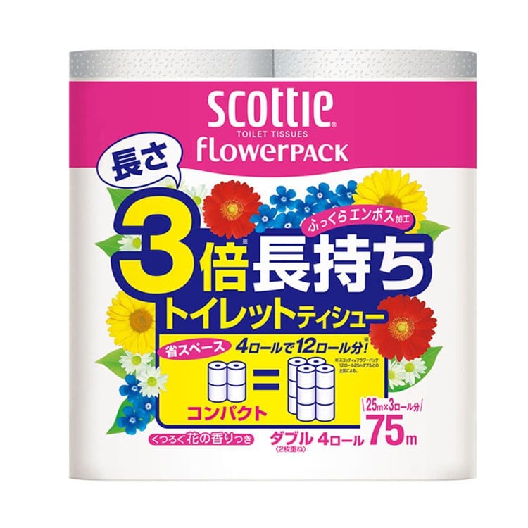 【アイリスオーヤマ】【4ロール】トイレットペーパー ダブル 3倍巻 スコッティ｜アイリスプラザ,日用品｜kurasso（クラッソ）