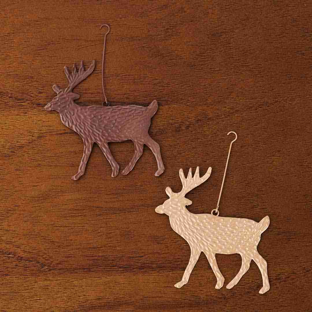 【Horn Please MADE】 ブリキ オーナメント エンボス ブレス レインディア 2個セット｜リビング用品,小物・時計｜kurasso（クラッソ）