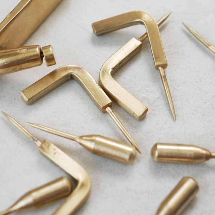 【Horn Please MADE】 BRASS プッシュピン L フック 5個｜リビング用品,DIY｜kurasso（クラッソ）