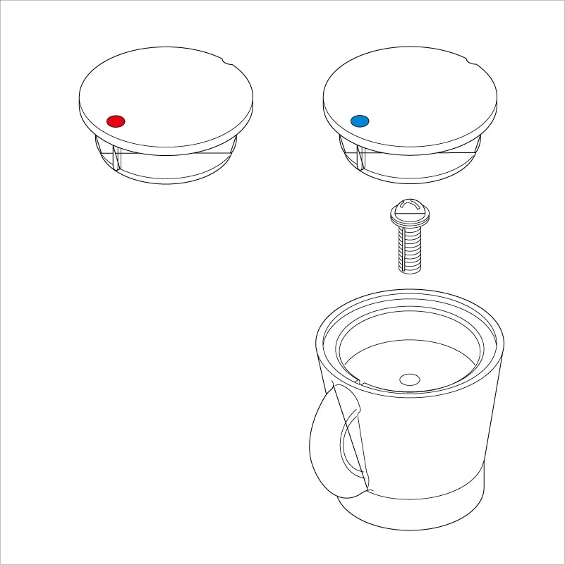 【ZK1W82G-2】KM82G用 ハンドルセット 湯・水側キャップ付き｜【公式】KVK通販サイト KVK AQUASHOP