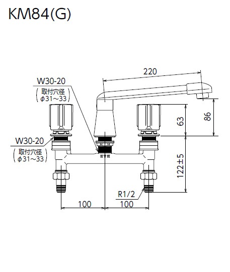 【KM84GCU】2ハンドル混合栓｜【公式】KVK通販サイト KVK AQUASHOP