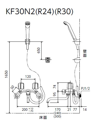 【KF30N2WZ】2ハンドルシャワー｜【公式】KVK通販サイト KVK AQUASHOP